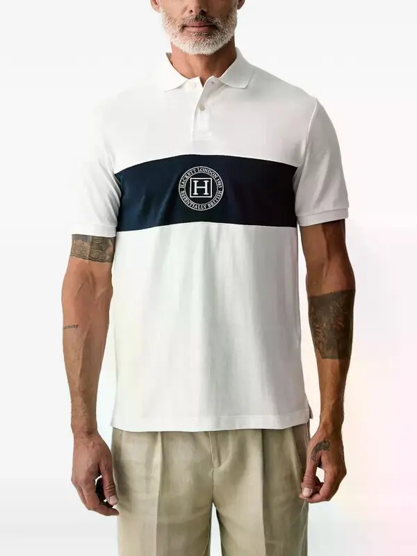 HACKETT LONDON Logo-embroidered Buttoned Polo Shirt - White