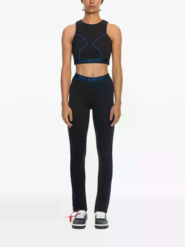 Off-White Logo Tape Cropped Top - Black