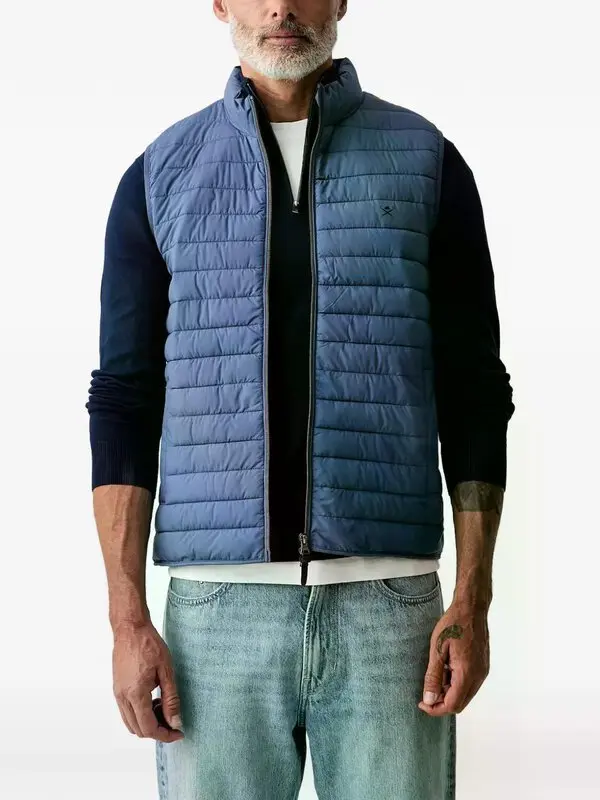 HACKETT LONDON Quilted Zip-detail Gilet - Blue