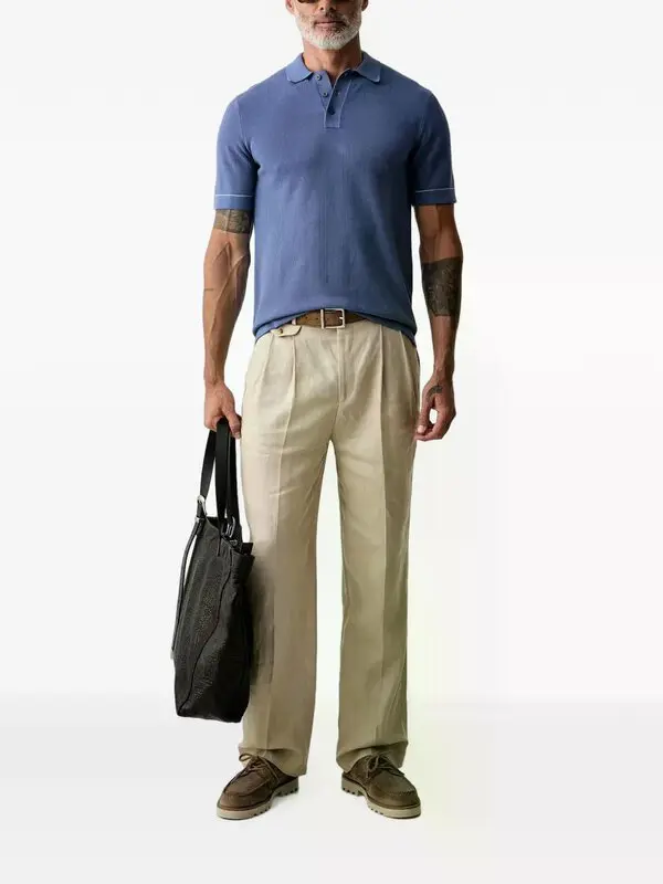 HACKETT LONDON Ribbed-knit Short-sleeve Polo Shirt