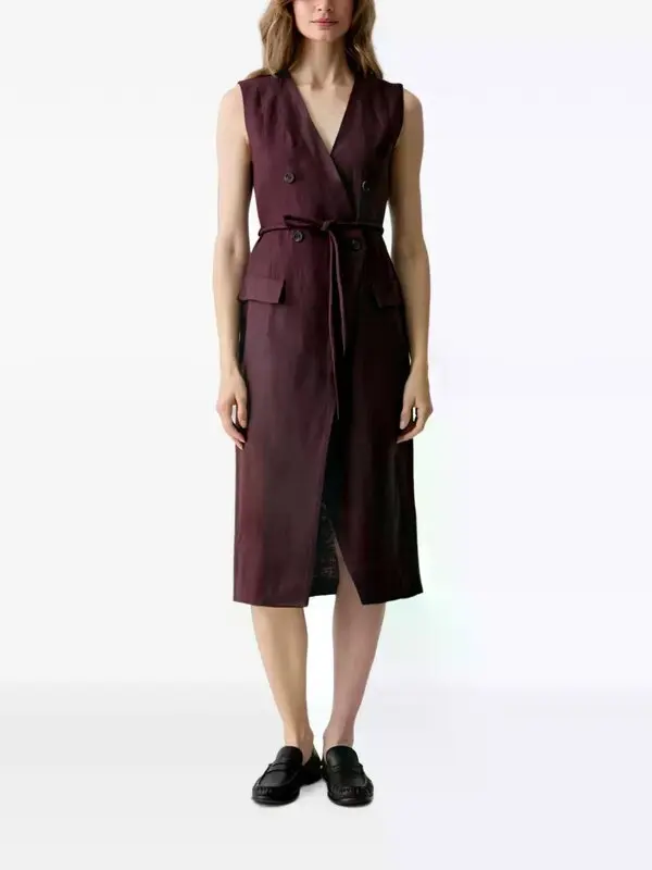 Sisley Double-breasted Sleeveless Midi Dress - Purple