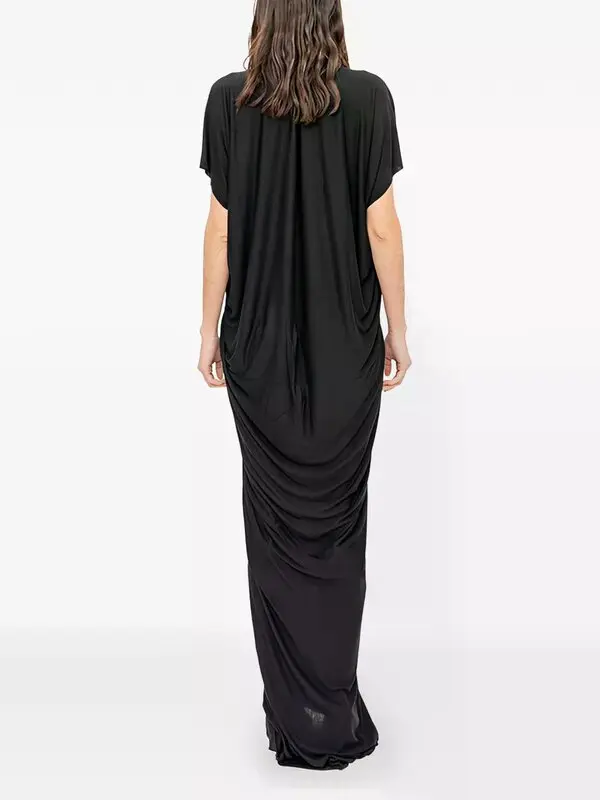 Rick Owens Draped V-neck Maxi Dress - Black
