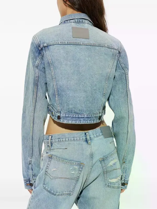 Balenciaga Cropped Distressed Denim Jacket