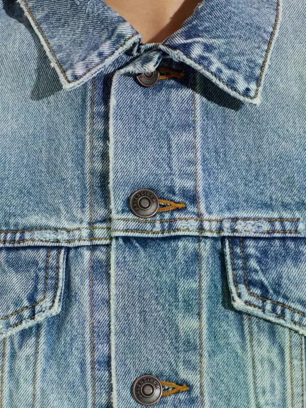 Balenciaga Cropped Distressed Denim Jacket