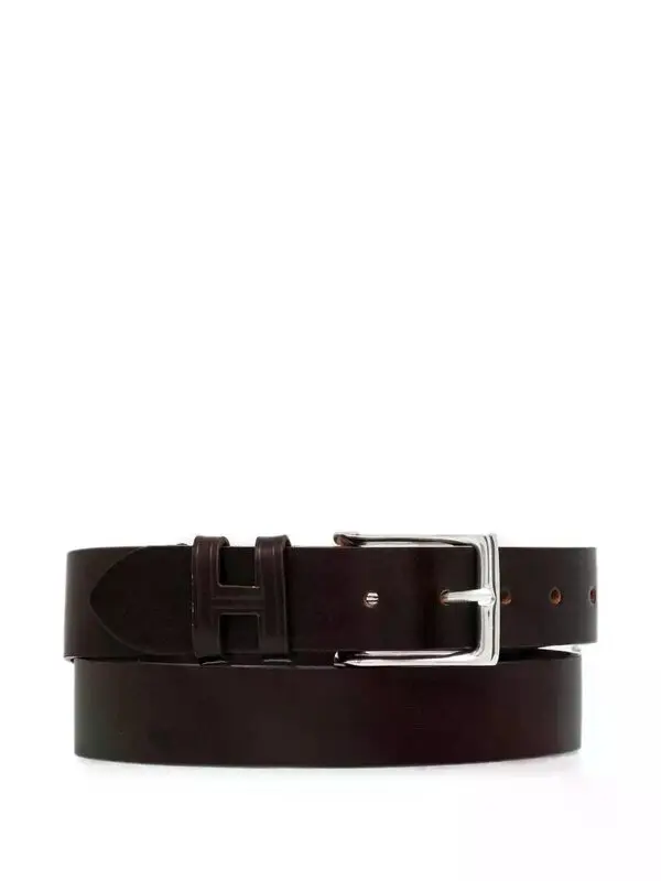 HACKETT LONDON Logo-detail Leather Belt - Brown