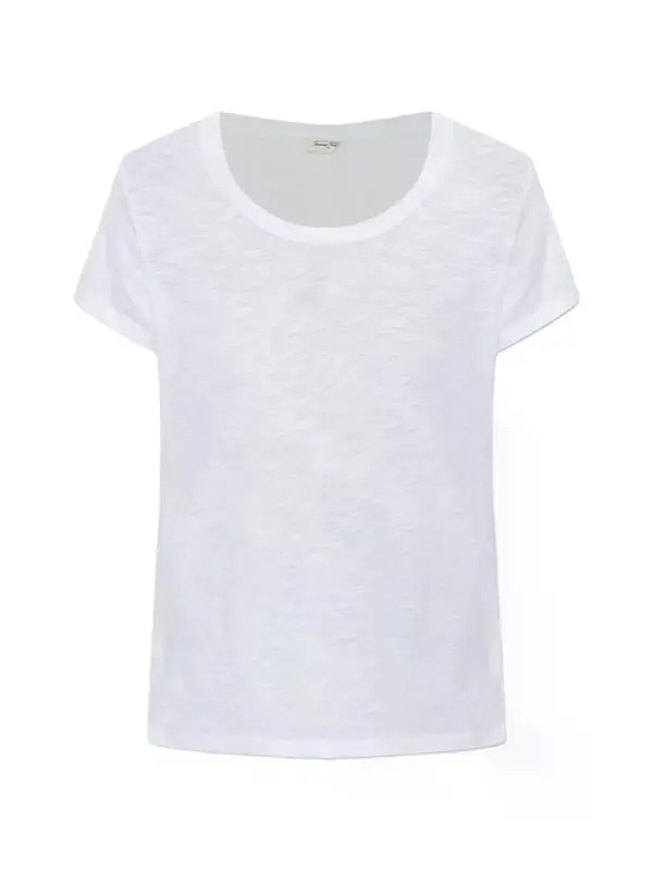 American Vintage Crew Neck T-shirt With Slub Texture - White