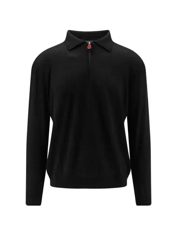 Kiton Quarter-zip Long-sleeve Polo Shirt - Black