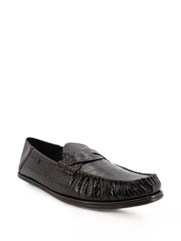 TOM FORD Crocodile-effect Penny Loafers