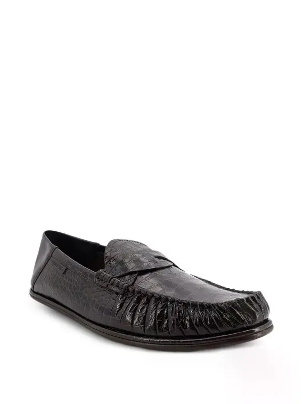 TOM FORD Crocodile-effect Penny Loafers - Brown