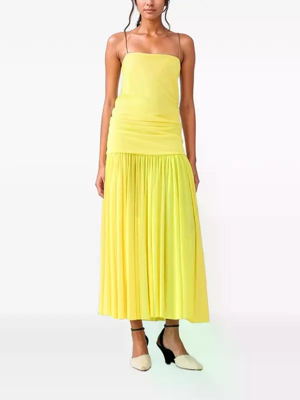 Jacquemus Abiha Ruched Pleated Maxi Dress - Yellow