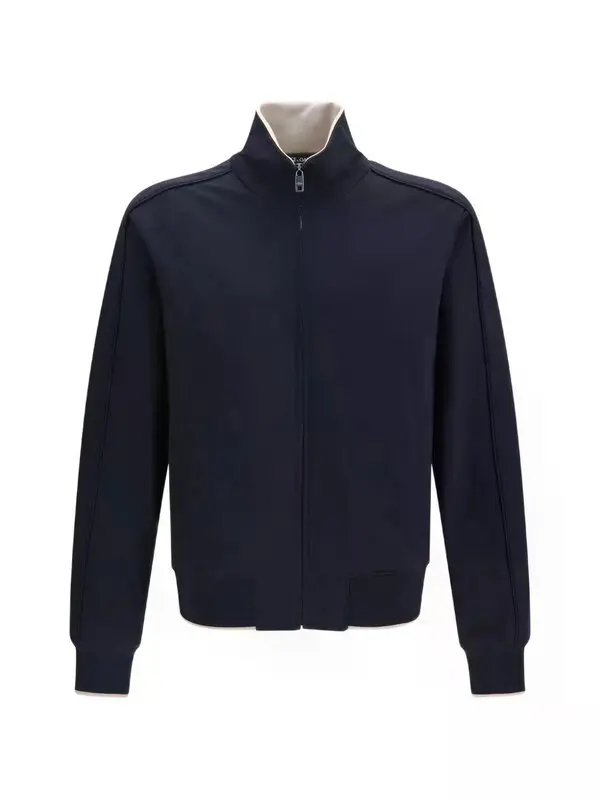 Dolce & Gabbana Logo-plaque Zip-up High-neck Sweater - Blue