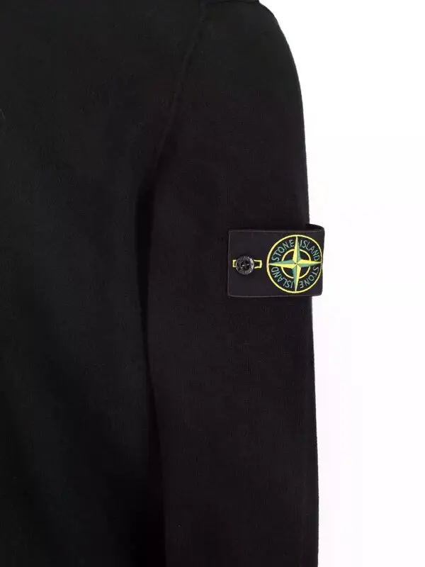 Stone Island Crew Neck Sweatshirt With Logo Patch - Black