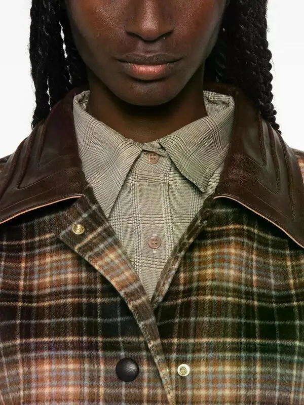 Sandro Checked Leather-collar Jacket