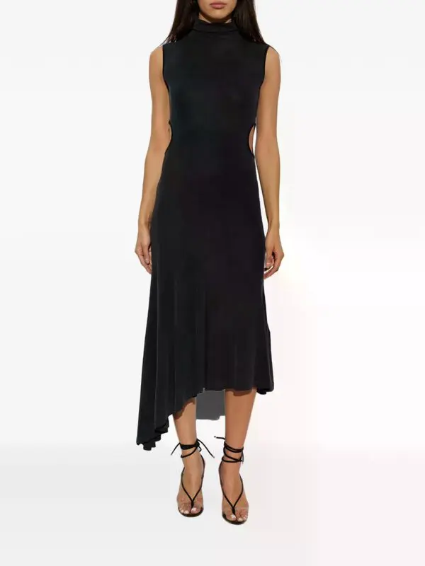 Off-White Asymmetrical Turtleneck Midi Dress