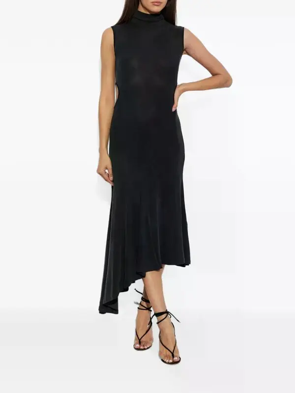 Off-White Asymmetrical Turtleneck Midi Dress