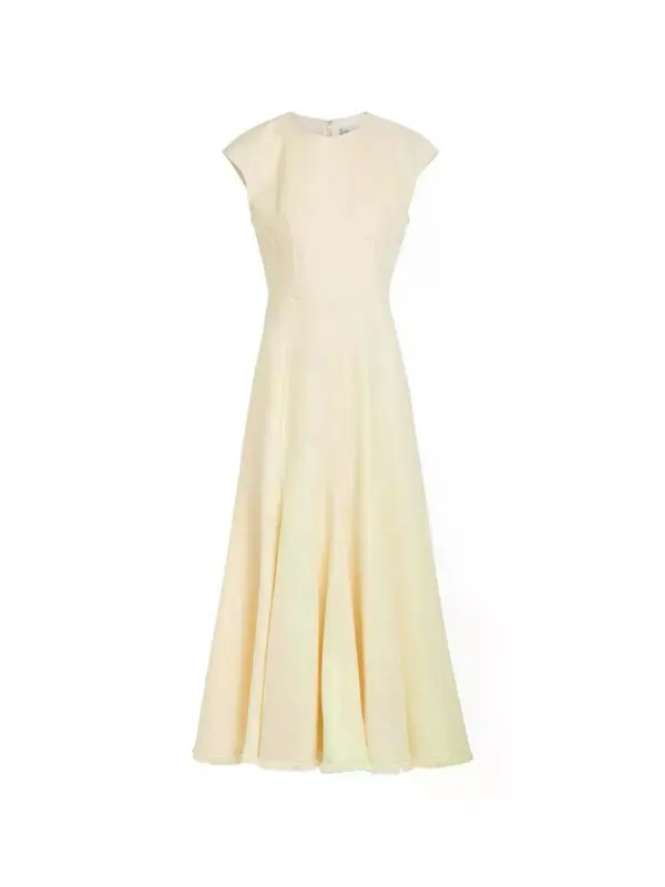 Gabriela Hearst Crowther Frayed-edge Cap-sleeve Midi Dress - Neutrals