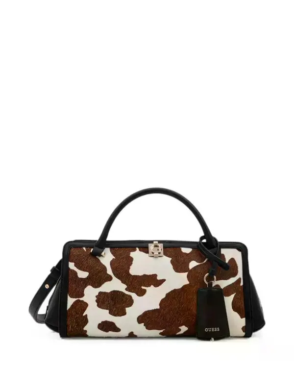Guess Cow-print Logo-plaque Shoulder Bag