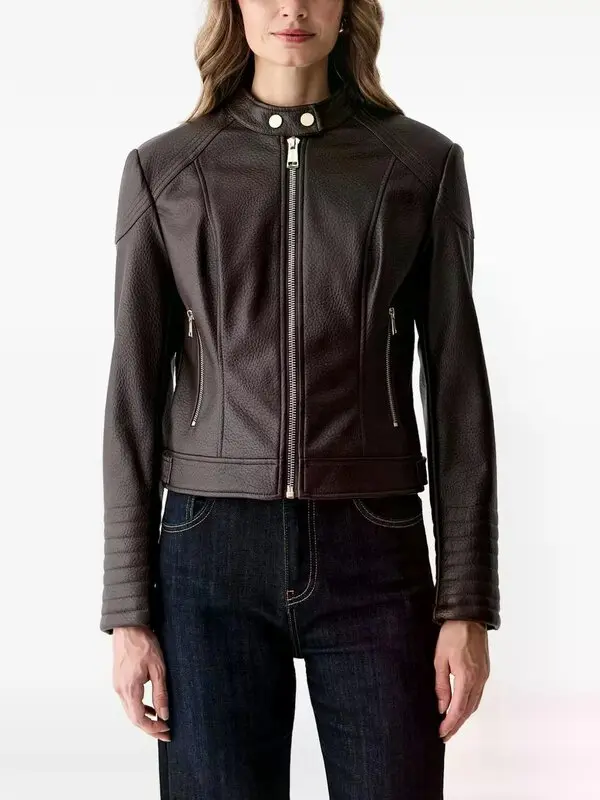 Guess Zip-up Panelled Jacket - Brown