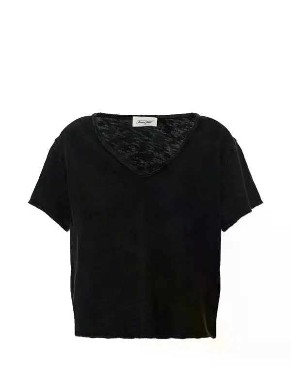 American Vintage V-neck Raw-edge T-shirt - Black