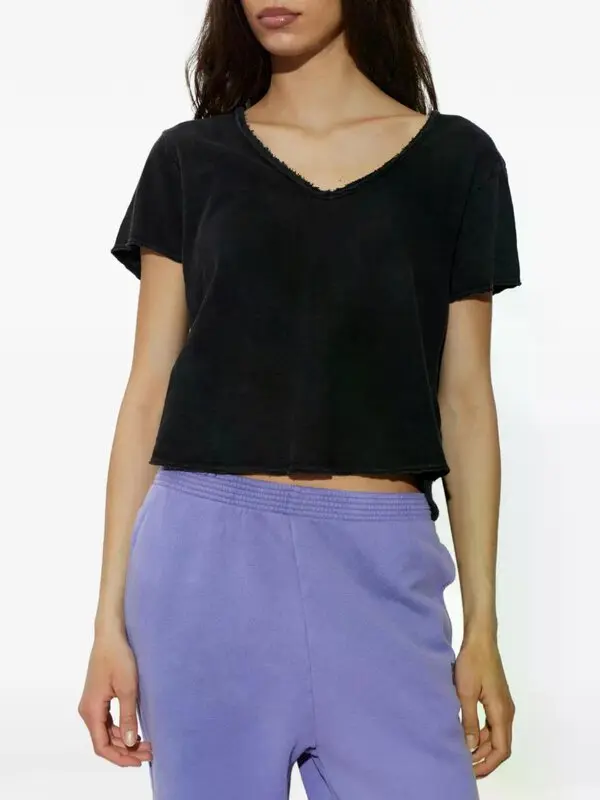 American Vintage V-neck Raw-edge T-shirt - Black