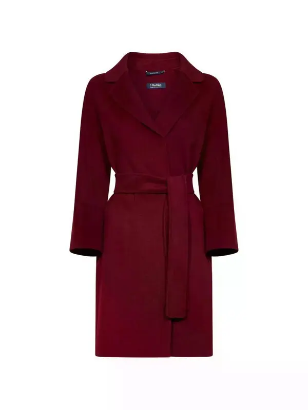 Max Mara Belted Wool Coat - Red