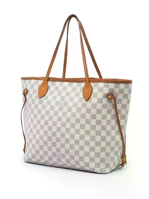 LOUIS VUITTON Damier Azur Neverfull Mm Tote Bag - White