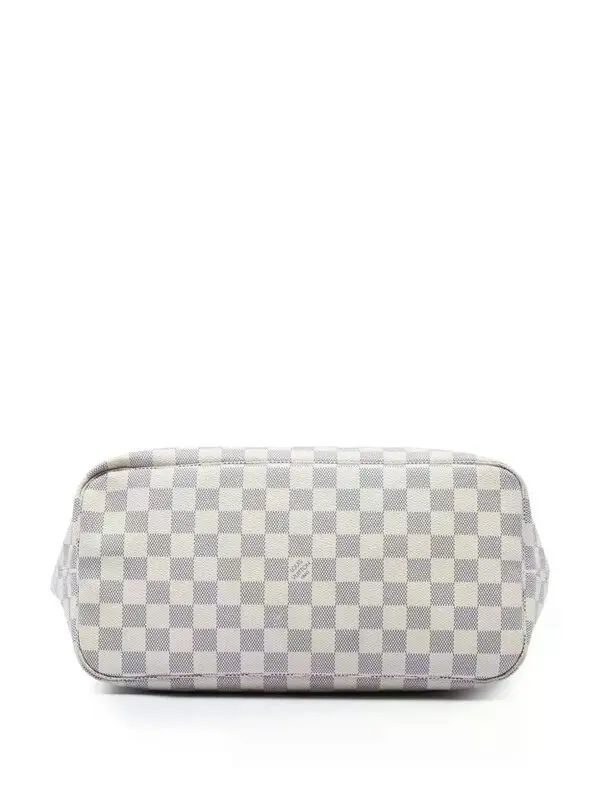 LOUIS VUITTON Damier Azur Neverfull Mm Tote Bag - White