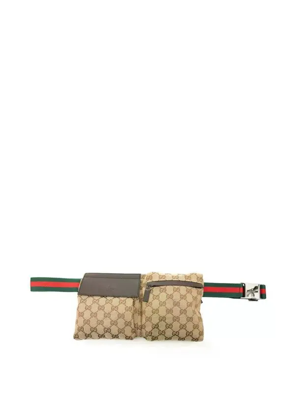 Gucci 2000-2015 Gg Canvas Web Double Pocket Belt Bag - Neutrals