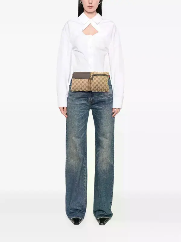 Gucci Gg Canvas Web Double Pocket Belt Bag - Neutrals