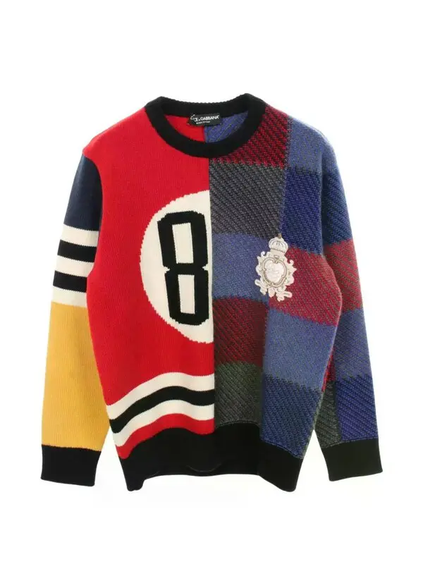 Dolce & Gabbana Paneled Intarsia-knit Sweater - Red