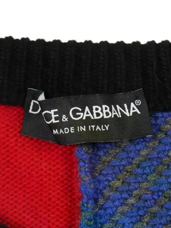Dolce & Gabbana Paneled Intarsia-knit V-neck Sweater