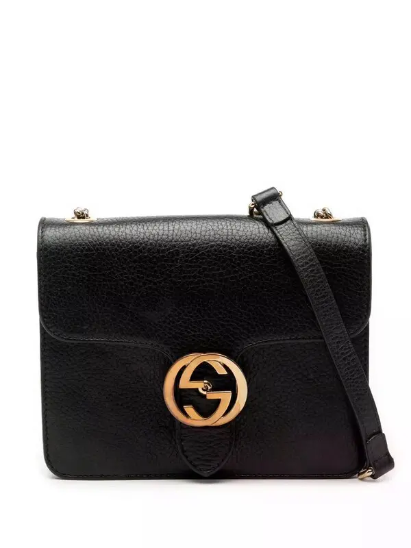 Gucci 2016-2026 Small Dollar Calfskin Interlocking G Crossbody Bag - Black