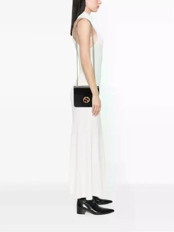 Gucci Calfskin Leather Interlocking G Crossbody Bag - Black