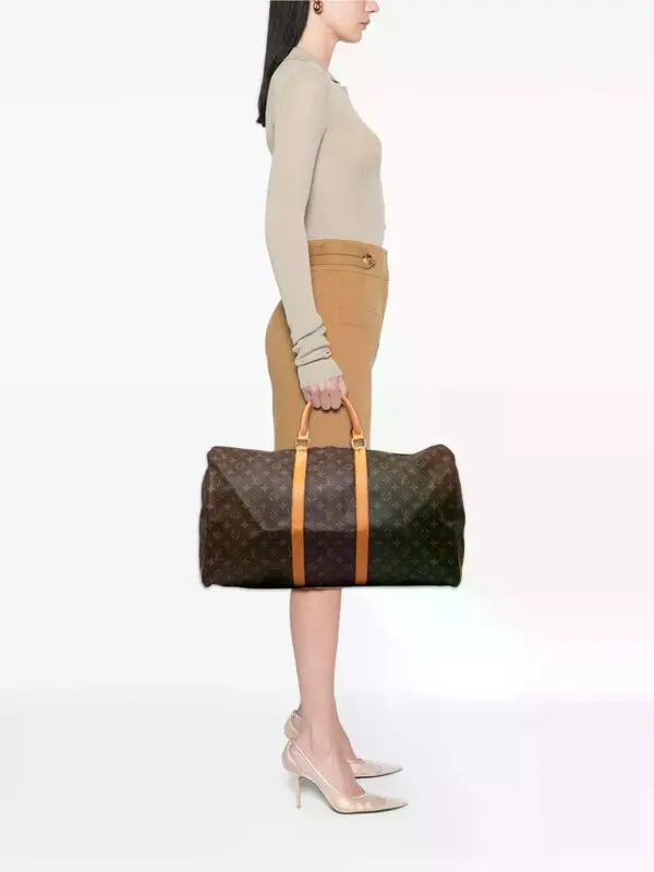 LOUIS VUITTON 2001 Monogram Keepall 55 Travel Bag - Brown
