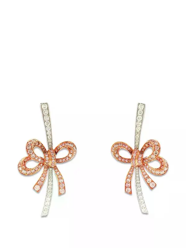 HYT JEWELRY Diamond Bow Earrings - Pink