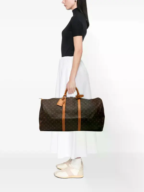 LOUIS VUITTON 1990-2010 Monogram Keepall 60 Travel Bag - Brown