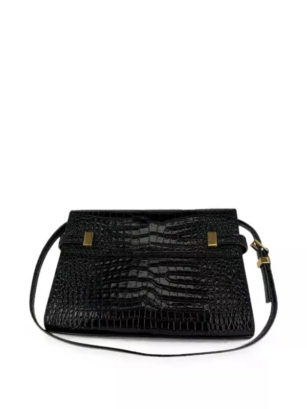 Saint Laurent Manhattan Croc-embossed Shoulder Bag - Black