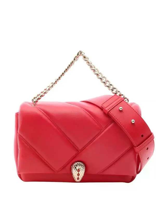 BVLGARI 2010-2026 Leather Serpenti Cabochon Satchel - Red