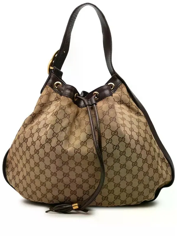 Gucci 2000-2015 Gg Canvas Interlocking Icon Drawstring Hobo Shoulder Bag - Neutrals