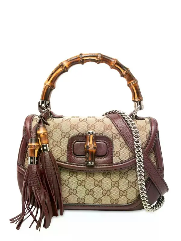 Gucci 2000-2015 Medium Gg Canvas New Bamboo Top Handle Bag Satchel - Neutrals