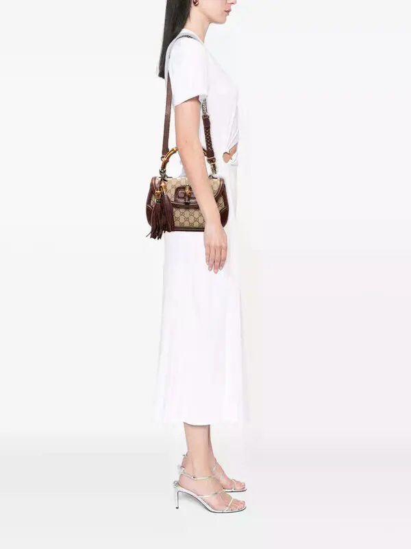 Gucci Medium Gg Canvas New Bamboo Top Handle Bag