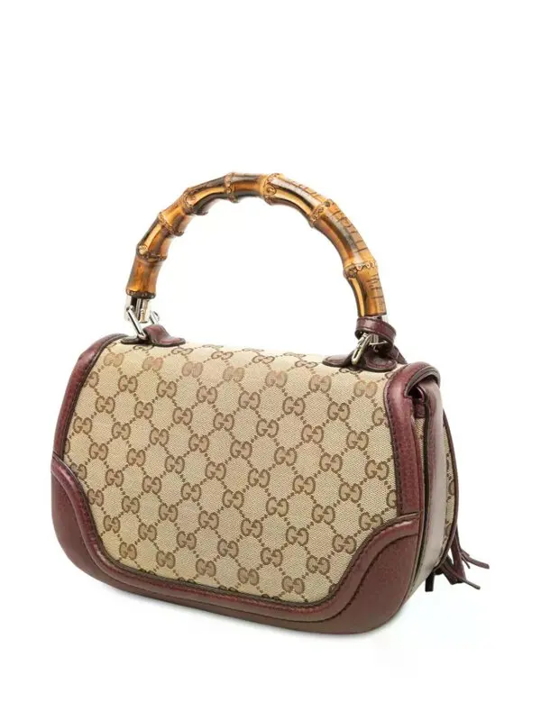 Gucci Medium Gg Canvas New Bamboo Top Handle Bag