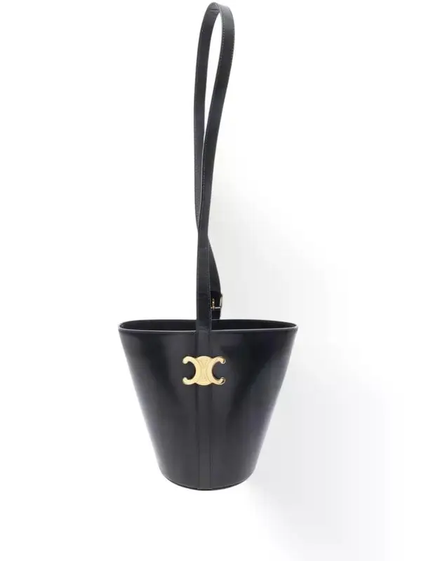 Celine 2022-2026 Leather Triomphe Bucket Bag - Black