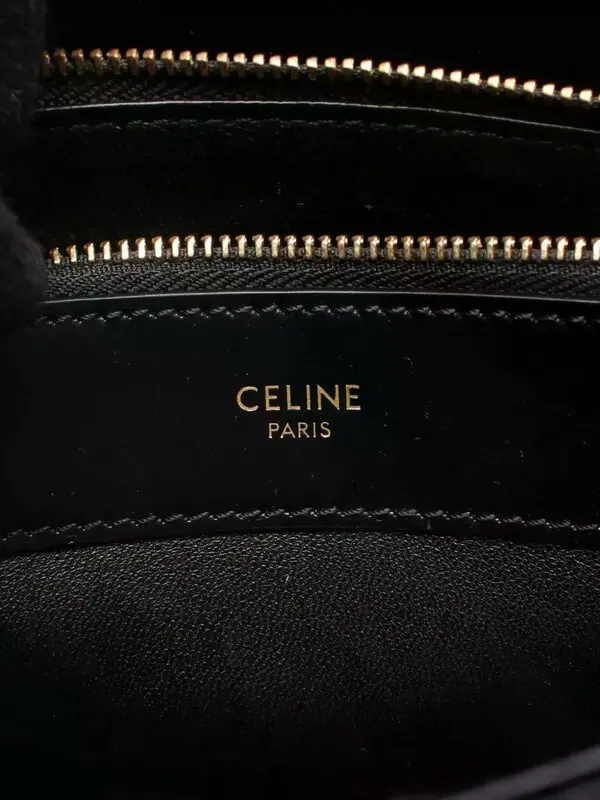Celine Leather Triomphe Bucket Bag - Black