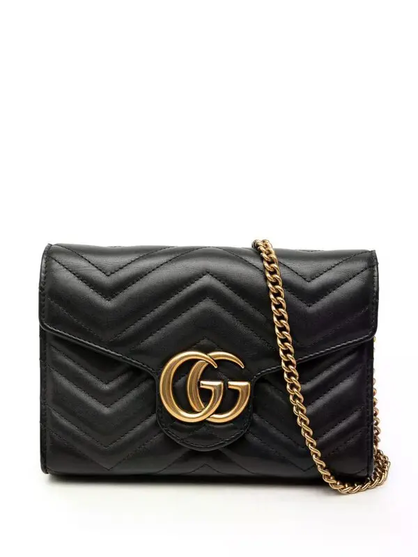 Gucci 2016-2026 Gg Marmont Matelasse Calfskin Wallet On Chain Crossbody Bag - Black