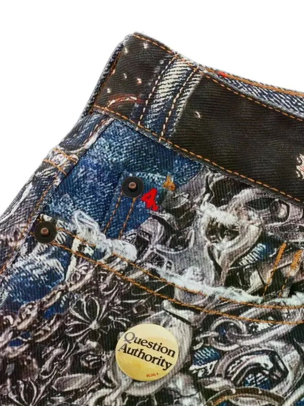 BLDG4 Acropolis Graphic-print Denim Shorts