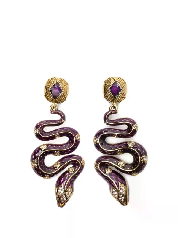Roberto Cavalli Snake-motif Crystal-embellished Earrings - Gold