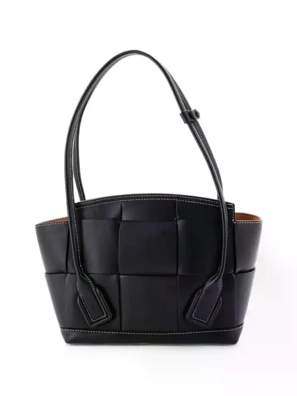 Bottega Veneta Maxi Intrecciato Leather Shoulder Bag - Black