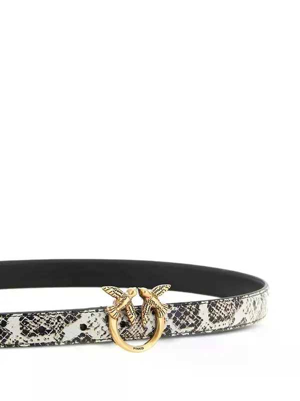 Pinko Love Birds Python-print Leather Belt - White