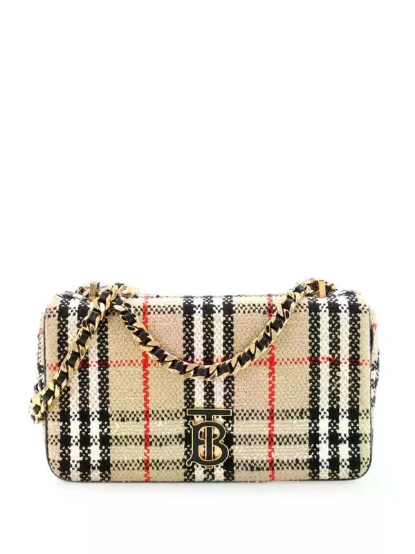 Burberry Lola Vintage Check Tweed Small Shoulder Bag - Neutrals
